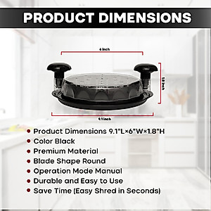 Chicken Shredder Tool Twist Large -Effortless Meat Shredder with Transparent Lid |Versatile Meat Grinder & Slicer for Chicken, Beef, Pork- Heat Resistant Chicken Shredder with Ergonomic Handle (Black)