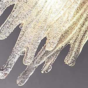 KunMai Modern Gold Pendant Light 1-Light Handmade Glass Waterfall for Bedroom and Living Room