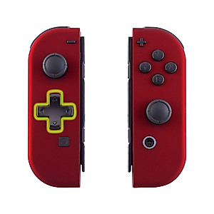 eXtremeRate Scarlet Red Joycon Housing Shell (D-Pad Version) with Full Set Buttons for Nintendo Switch, Replacement Faceplate for Nintendo Switch Dock – Joy-Con Dock NOT Included