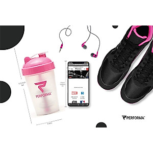 PerfectShaker Performa - Shaker Bottle, Best Leak Free Bottle with Actionrod Mixing Technology for Your Sports & Fitness Needs! Dishwasher and Shatter Proof (Mini Pink)