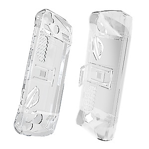 JDDWIN Full Case for ASUS Rog Ally 2023, Protective Handheld Case Skin with Detachable Front Shell Cover and Kickstand for Rog Ally,Shockproof/Non-Slip/Anti-Collision (Clear)