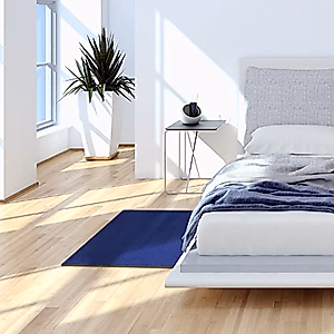 Machine Washable Modern Solid Design Non-Slip Rubberback 2x3 Traditional Area Rug for Entryway, Bedroom, Kitchen, Bathroom, 2'3" x 3', Navy