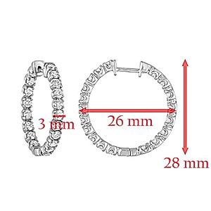 Vir Jewels 3 cttw Diamond Inside Out Hoop Earrings 14K White Gold Round Prong Set 1 inch