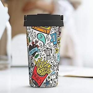WANGXUEE comic art Print 500ml Stainless Steel Travel Tumbler Double Wall Vacuum Insulated Coffee Mug