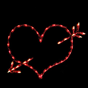 17" Lighted Red Heart with Arrow Valentine's Day Window Silhouette Decoration