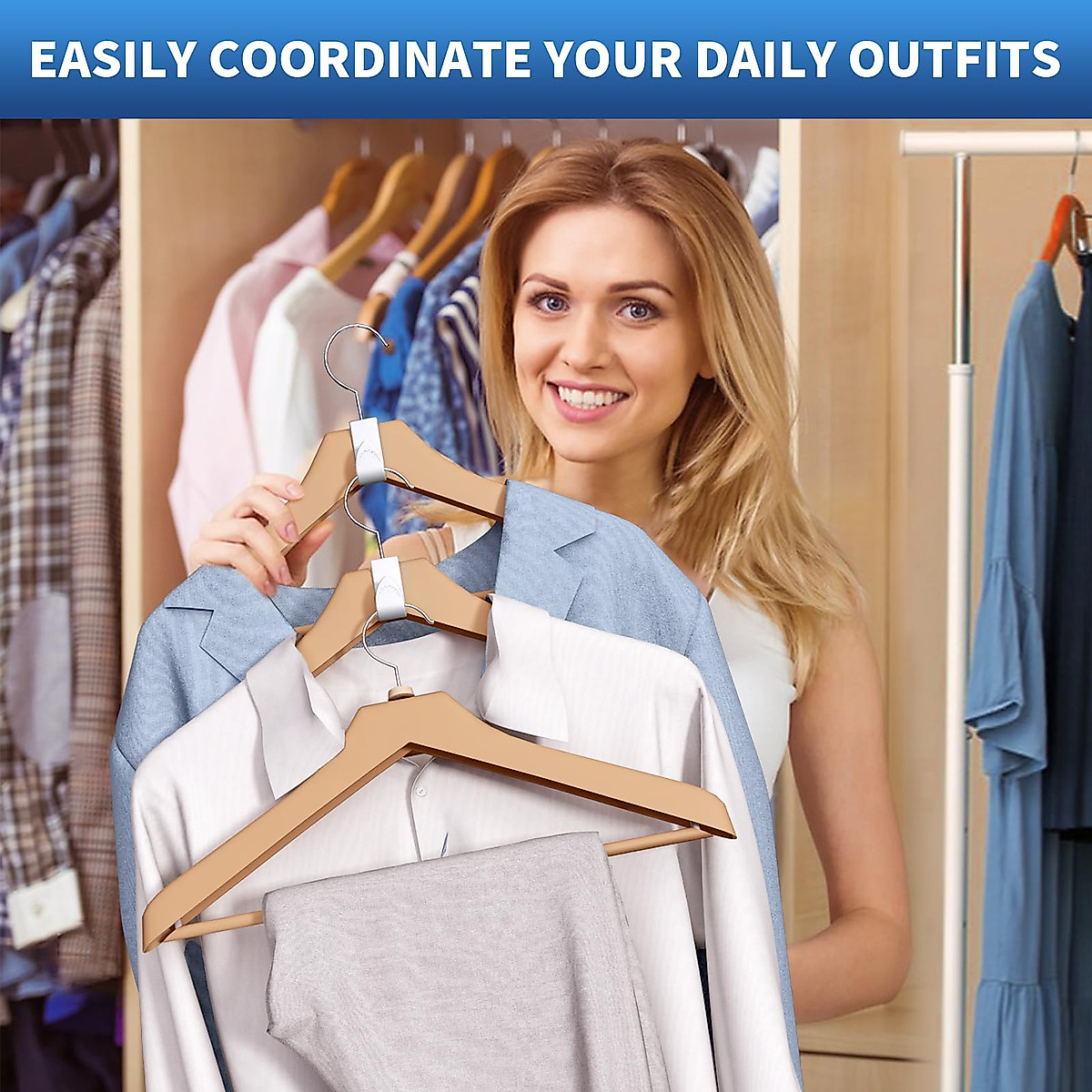 EastLink 18 Pcs Space Saving Hanger Hooks, Metal Heavy Duty Clothes Hanger Connector Hooks, Shark Shape Closet Space Saver, Free Up to 3X More Space, Fit Most Types of Clothes Hangers