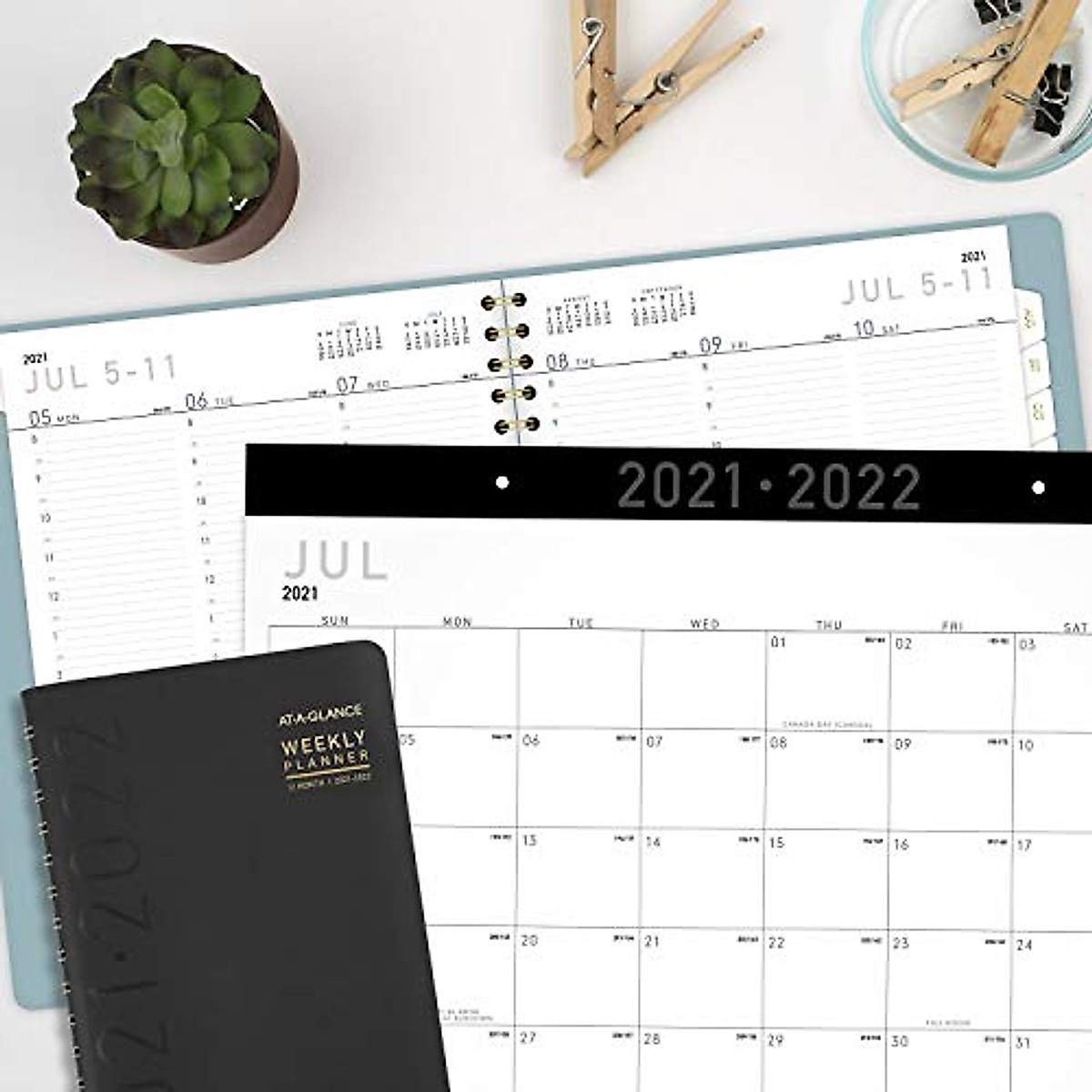 Academic Planner 2021-2022, AT-A-GLANCE Weekly & Monthly Book Planner, 5" x 8", Small, for School, Teacher, Student, Contempo, Classic Blue (70101X20)