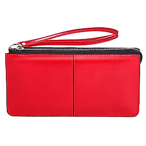 Bonaweite Women's Wristlet Clutches Leather Wallet Purse Cards Holder Red