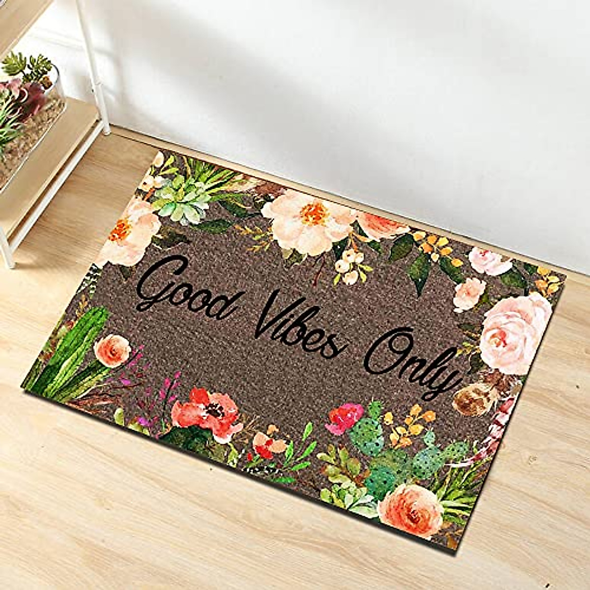 Funny Doormat Custom Indoor Doormat -Good Vibes Only Doormat Bath Mat Welcome Mat Funny Front Door Mats Home and Office Decorative Entry Rug Garden/Kitchen/Bedroom Mat Non-Slip Rubber 23.6 x15.7 Inch