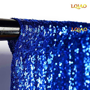 LQIAO 4FTx10FT-125CMx300CM Royal Blue Sequin Backdrops,Party Wedding Photo Booth Backdrop Decoration,Sequin Curtains,Drape,Sequin Panels
