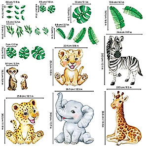 DECOWALL DSL-8067 Baby Jungle Animals Wall Stickers Decals Kids Nursery décor Baby Safari Boys Room Art Wallpaper Girl Decorations Elephant Lion Playroom Giraffe Bedroom