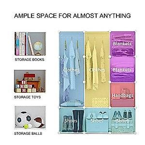 KOUSI Portable Wardrobe Closets 14"x18" Depth Cube Storage, Bedroom Armoire, Storage Organizer with Doors, 12 Cube, White