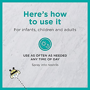 Zarbee's Baby Nasal Saline Spray, Soothing Sterile Mist with Aloe, Newborns & Up, Cleansing Nose Relief, 3Fl Oz