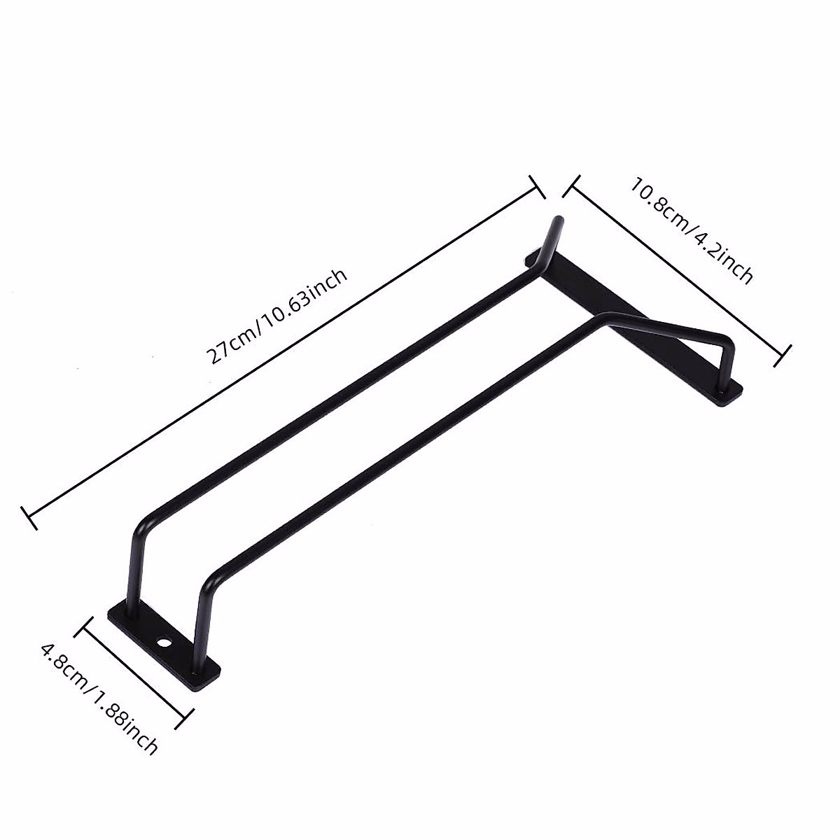 Dianoo Wine Glass Holder, Stemware Rack, Wine Glass Rack Under Cabinet With Screws, 27cm 1 Row Black
