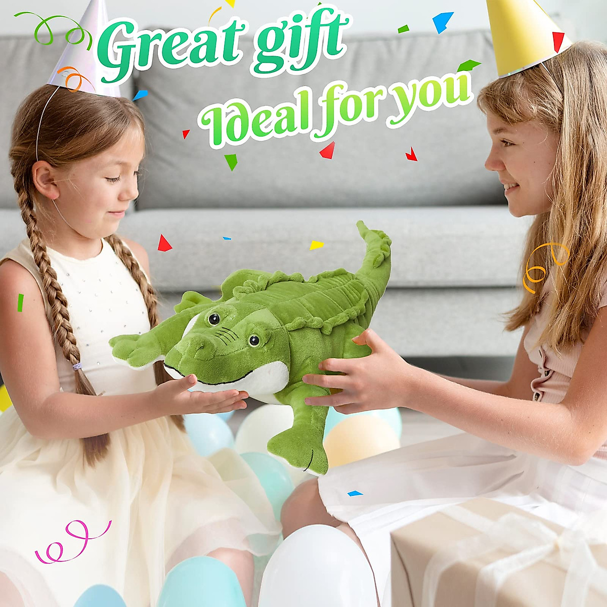 Athoinsu Cute Alligator Stuffed Animal Hugging Soft Realistic Crocodile Plush Toy Pillow Birthday Children's Day Christmas for Toddler Kids Boys, 18.5''