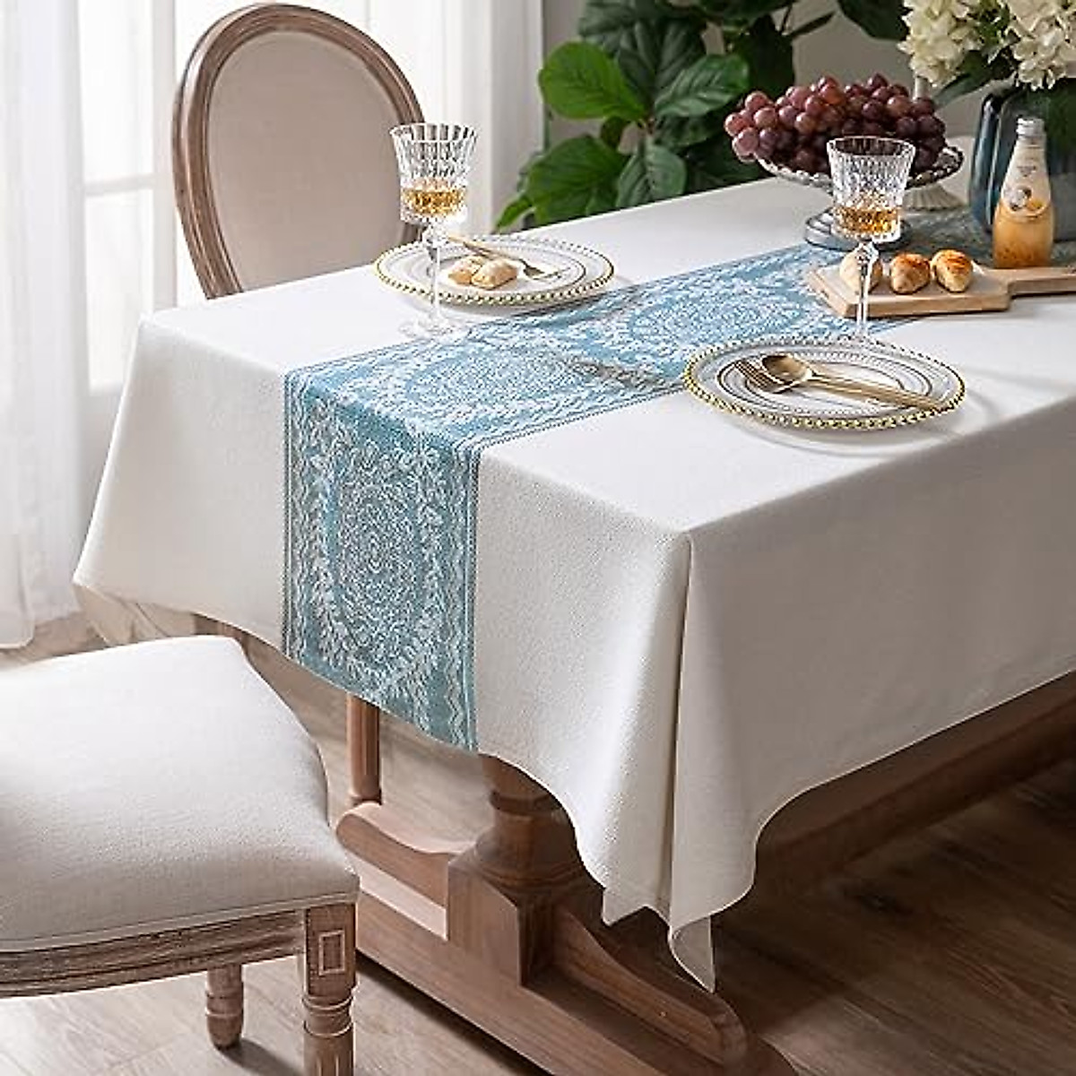 IVAPUPU Rectangle Tablecloth 60x104 inch Table Cloth Linen Wrinkle Free Tablecloths Kitchen Dining Table Cover Tables Farmhouse Holiday Camping