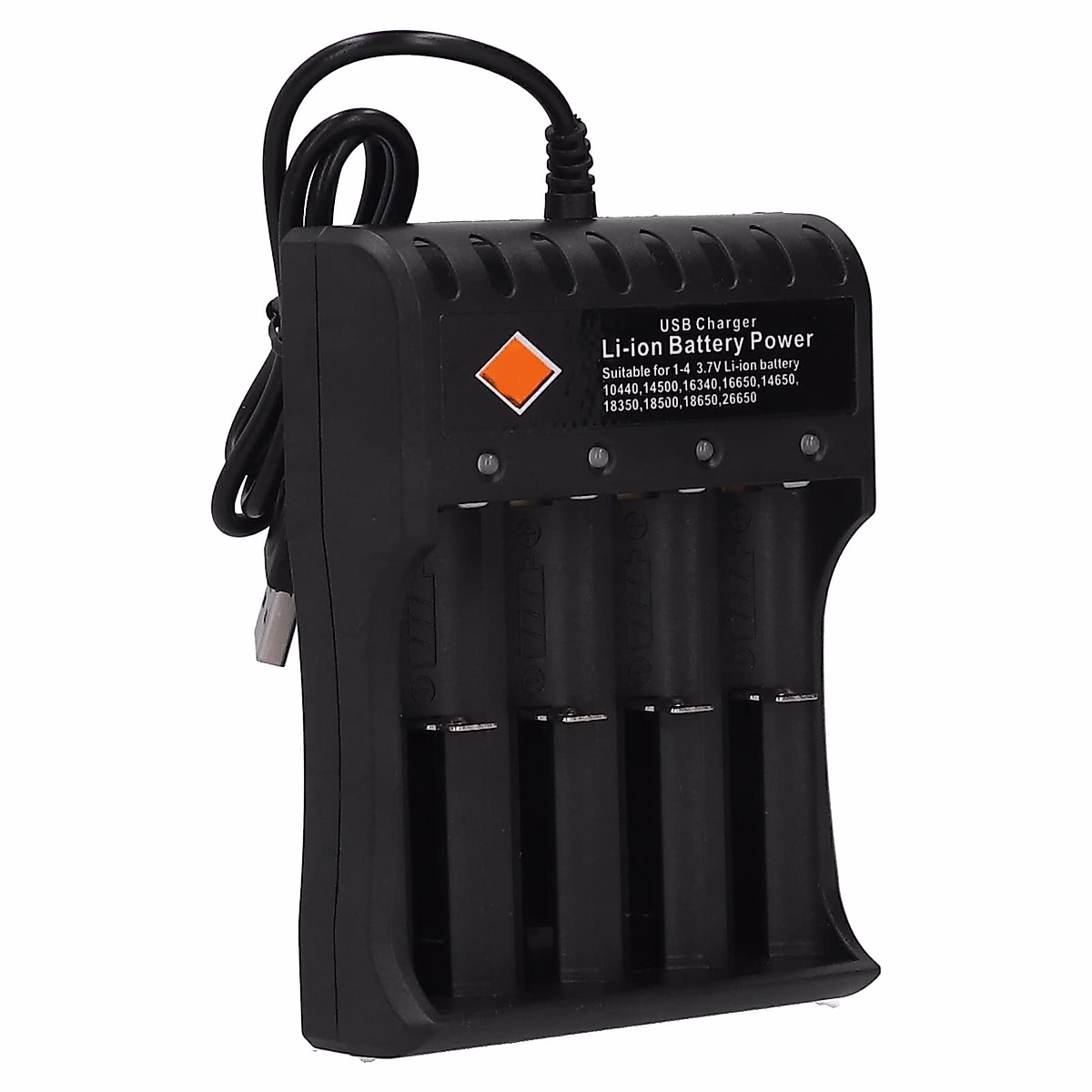 plplaaoo Battery Charger, DC4.2V 4 Slot Rechargeable Battery Bay with USB Cable, Universal Battery Charger, Quick Charge for Rechargeable Batteries Fit for 3.7V Li‑ion, Battery Charger Battery Cha