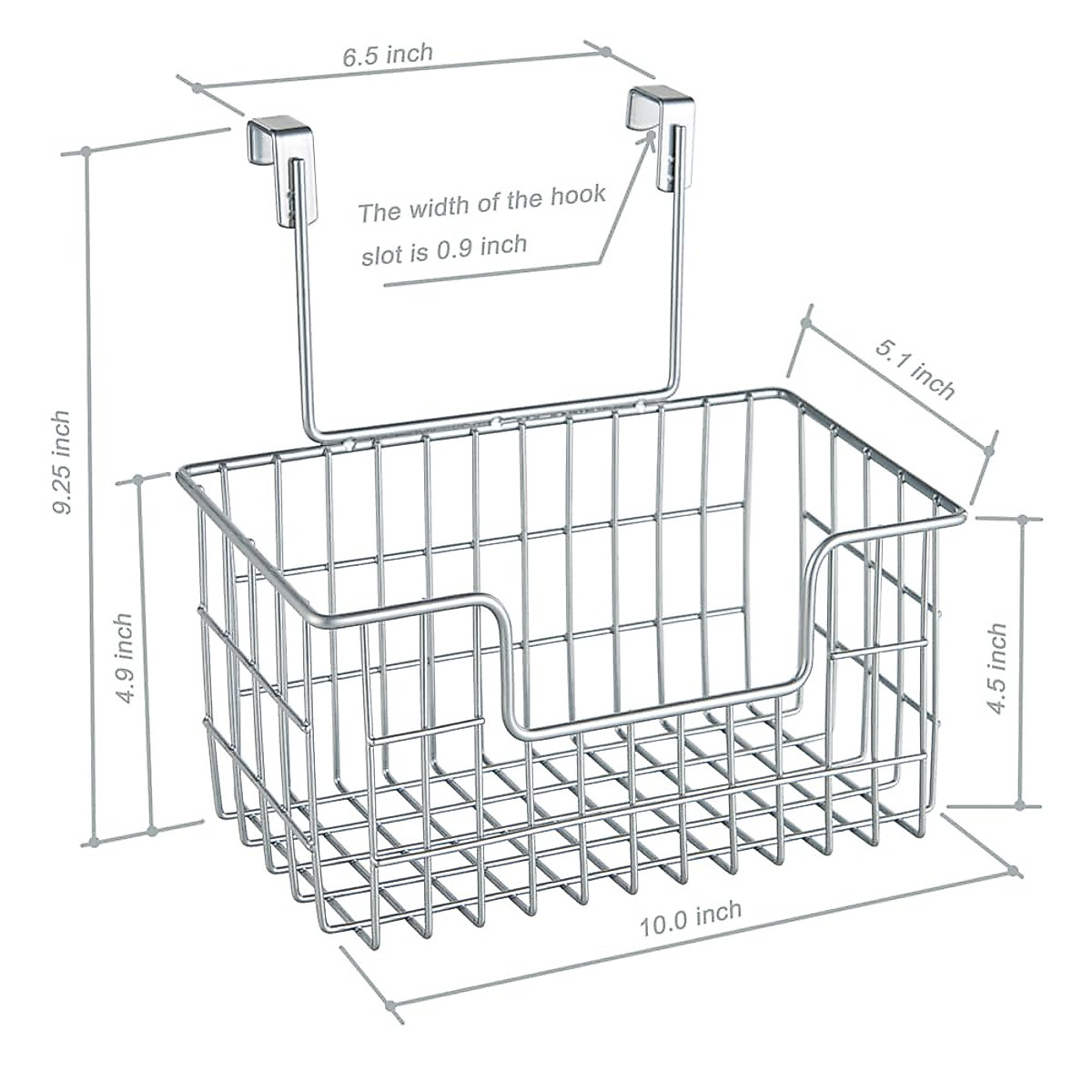JUNCHU CHERRY 2 Pack The Cabinet Door Organizer, Hanging Wall Mount Storage Wire Basket,Grid Storage Basket for Kitchen,Pantry Bathroom,Cabinet,Chrome