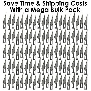 Premium USA-Made Steel Hobby Knife Blades Mega Bulk 100 Pack. Save Time and Shipping Costs! The Fine Point #11 Size Blade Universally Fits #1 Craft Knife Handles for Modeling and Papercraft Projects