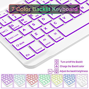 iPad Air 5th 2022/Air 4th 2020 Generation Case with Keyboard 10.9 Inch, 7 Colors Backlit- Detachable Bluetooth Keyboard- Slim Folio Stand with Pencil Holder for Pro 11 Inch 4th/3rd/2nd/1st Gen, Purple