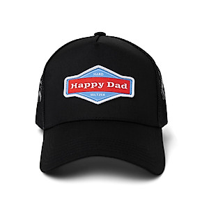 Happy Dad Trucker Hat, Black, Trendy Mens Hats with Breathable Mesh Back, Adjustable Snap Closure, Birthday Gifts for Men and Women, Snapback Cap