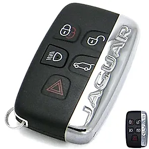 RemoteOverstock Shell CASE Repair KIT W. 5 Buttons for 2011-2020 Replacement for Jaguar and F-Pace F-Type XE XJ XF LR2 LR4 Evoque Sport Velar Smart Key FCC ID: KOBJTF10A, P/N: 5E0U50707-AA