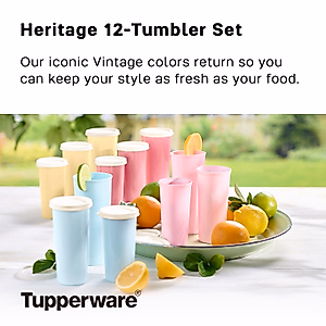 Tupperware Tumbler Set - 24 Count - Dishwasher Safe & BPA Free (12 Tumblers + 12 Lids, 16 fl oz each)