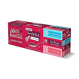 WholeHearted Grain Free Maritime Delights Flaked Wet Cat Food Variety Pack for All Life Stages, 2.8 oz.