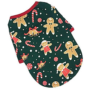 Gingerbread Man Pattern Pet Coat Dog Christmas Clothes Adorable Pet Party Outfit- Pet Party