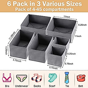 Thenshop 18 Set Closet Dresser Drawer Organizers, Foldable Cloth Storage Box Closet Dresser Drawer Divider Organizer Fabric Containers Basket Bins for Underwear Baby Clothes Socks (Dark Gray)