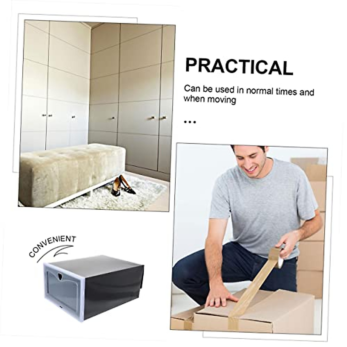 Holibanna 6pcs Boxes Sneakers Storage Box Clear Plastic Containers Clear Container Plastic Storage Containers for Clothes Clear Shoe Organizer Shoe Box Organizer Drop Front Shoe Box Black Pp