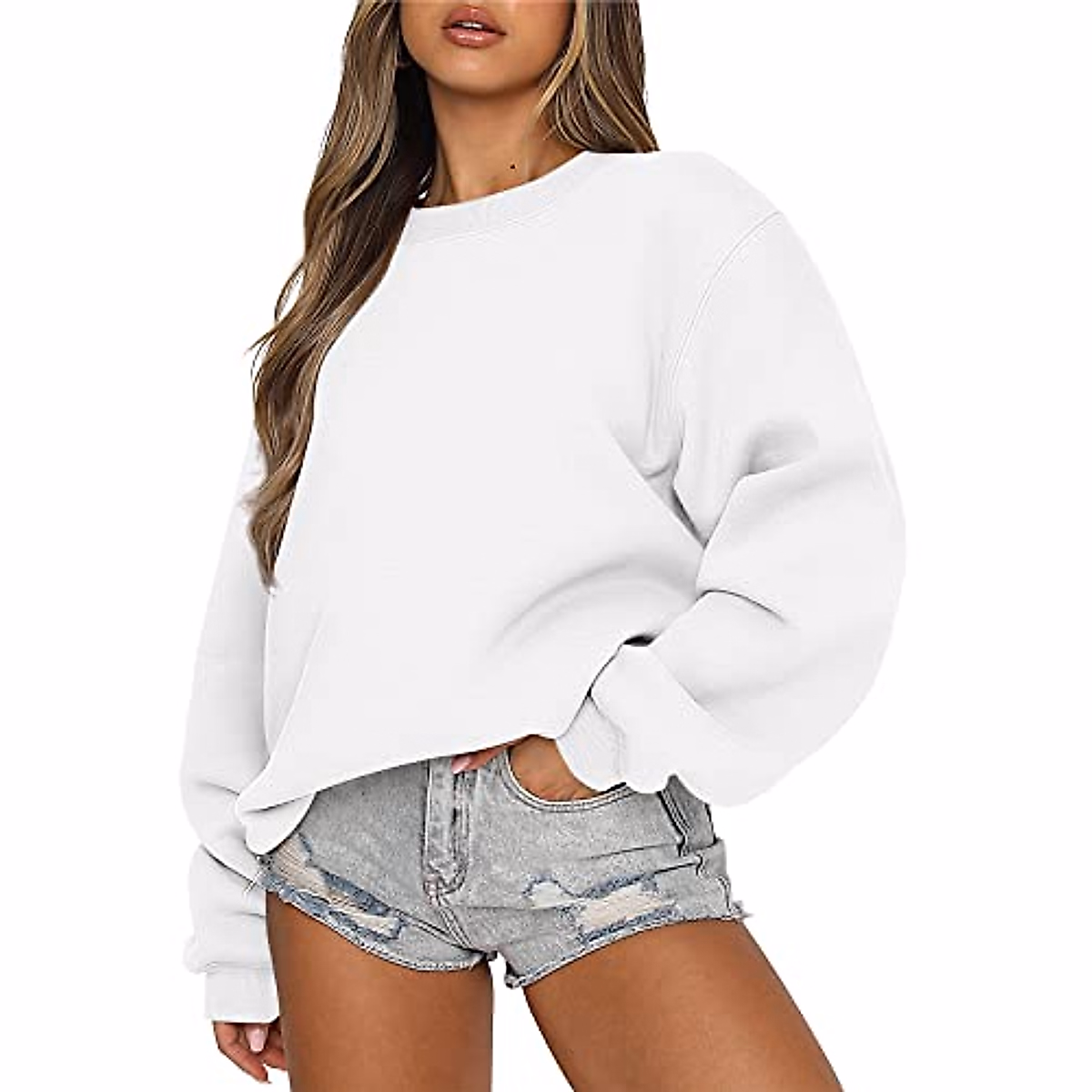 ANRABESS Sweatshirts for Women Teen Girls Loose Fit Fleece Pullover Casual Hooded Sweaters Fall Winter Fashion y2k Clothes A1026-baise-M White