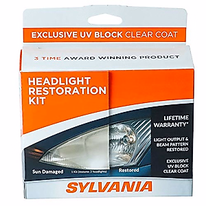 SYLVANIA - Headlight Restoration Kit - 3 Easy Steps to Restore Sun Damaged Headlights With Exclusive UV Block Clear Coat, Light Output and Beam Pattern Restored, Long Lasting Protection