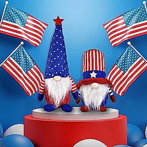 mupera 2Pcs Summer Gnomes Plush Decor, Blue Adorable Handmade Plush Dolls with Stars Stripes, Faceless Gnomes Plush Doll Table Ornament for Office, Living Room