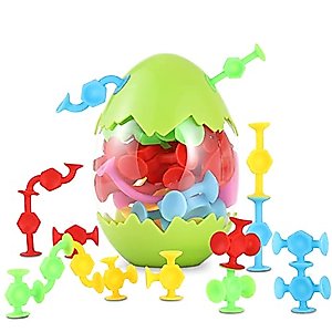 Suction Toys Bath Toy Set - 24 pcs Slicone Sucker Toys for Kids, Window Toys with Storage, Good for Autism/ADD/ADHD.
