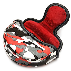 SHABIER Unisex Golf Headcover Flag Pattern Half Golf Putter Headcover White Golf Clubs Putter Head Cover (Small Round red)