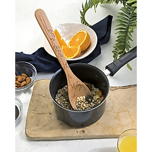 Talisman Designs Laser Etched Beechwood Mixing Spoon | Whimsical Nature Design | Wood, Kitchen Tool | Decorative Wooden Utensils