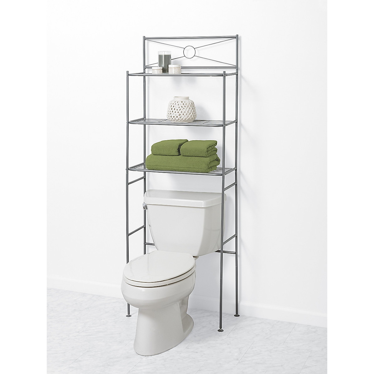 Zenna Home Metal Over-the-Toilet Bathroom Spacesaver, Satin Nickel