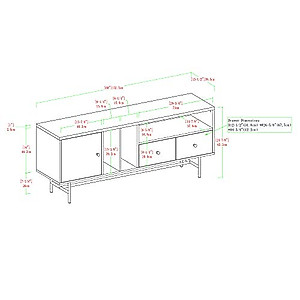 Walker Edison Modern Wood TV Stand with Record Storage for TV's up to 65" Flat Screen Universal TV Console Living Room Storage Cabinet Doors Shelves Entertainment Center, 60 Inch, Dark Walnut
