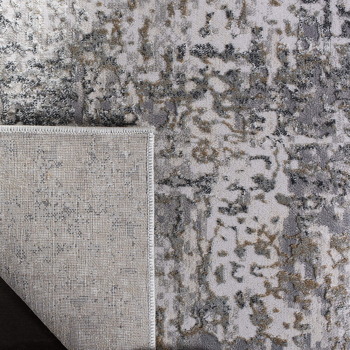 SAFAVIEH Vogue Collection Area Rug - 9' Square, Beige & Grey, Modern Abstract Design, Non-Shedding & Easy Care, Ideal for High Traffic Areas in Living Room, Bedroom (VGE117A)