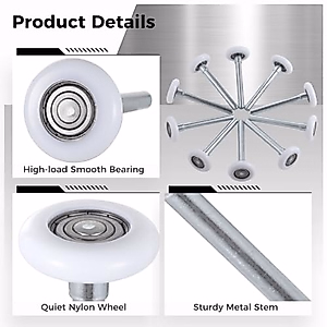 Homaisson 10 PCS 1.8'' Garage Door Rollers with 4.7-inch Stem, Quiet Garage Door Replaceable Wheel, Nylon Garage Roller Replacement, Door Roller for Garages, Barns, Warehouses