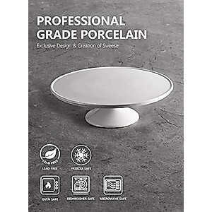 Sweese 709.101 12-Inch Porcelain Cake Stand, Round Dessert Stand, White Cupcake Stand for Parties
