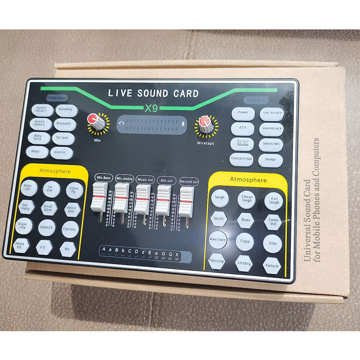 X9 Mini Audio Mixer Sound Card With Dsp Independent Reverb Chip, 48V Power Multiple Sound Effects For Live Streaming Studio Recording Karoke Singing For PC Or Mobile Phone…