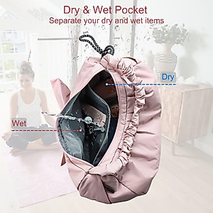 WOLT Gym Bag For Women, Pink Yoga Mat Bag with Shoes Compartment, Wet Pocket and Water Bottle Pocket