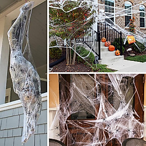 1000 Sqft Halloween Spider Web Decorations with 100 Fake Spiders, Super Stretch Spider Webs Cobwebs Decor, Haunted House Yard Creepy Scene Props Indoor Outdoor Decor and Halloween Party Supplies