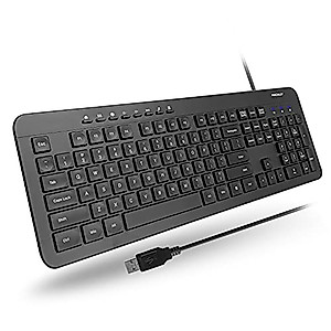 Macally Wired Keyboard, Ergonomic Computer Keyboard Wired - Slim External Keyboard for Laptop and Desktop - USB Keyboard with 5ft Cable and Numeric Keypad - Windows PC Keyboard for Office and Home
