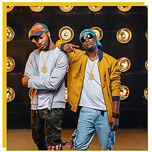 Tatuo 2 Pieces Plated Chain for Men with Dollar Sign Pendant Necklace, Hip Hop Dollar Necklace (Gold,Trendy Style)