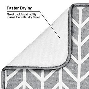 SUBEKYU Dish Drying Mat for Kitchen Counter, Absorbent Microfiber Dishes Drainer Mats/Rack Pads, 2 Pack, Light Grey, Branch