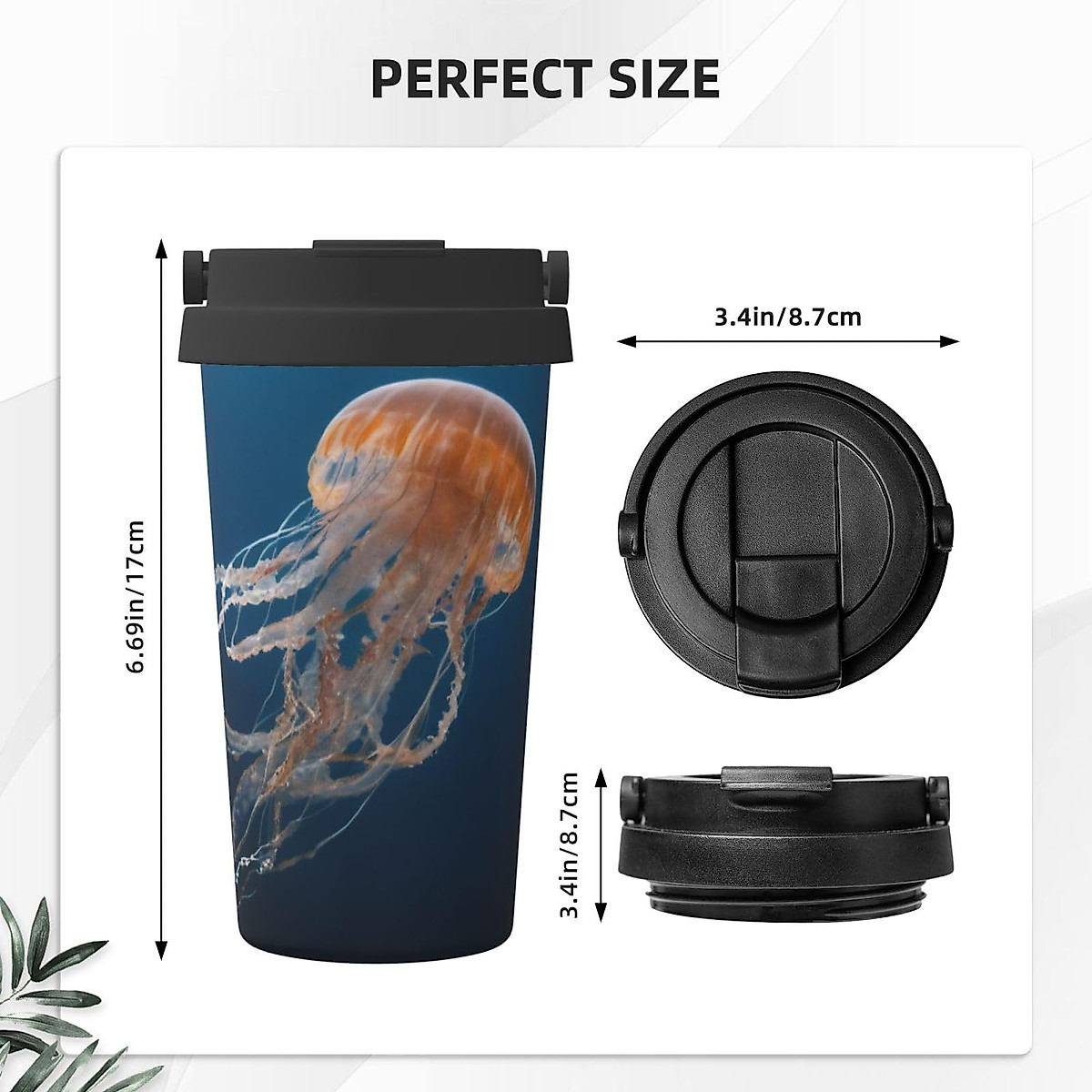 Insulated Coffee Mug Cute Jellyfish 17oz Double Wall Vacuum Stainless Steel Tumbler With Leak-Proof Lid And Handle, Cute Travel Thermos Mug For Cold Hot Drinks
