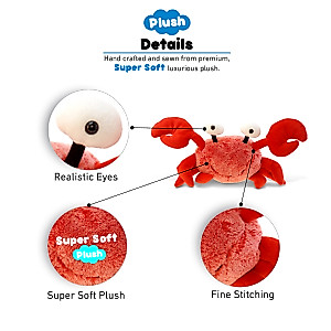 DolliBu Red Crab Stuffed Animal - Super Soft Crab Plush Toy, Cute Crab Ocean Stuffed Animal for Boys and Girls, Adorable Red Stuffed Animal Crab Toy Gift for Kids, Teens, and Adults -12 Inches